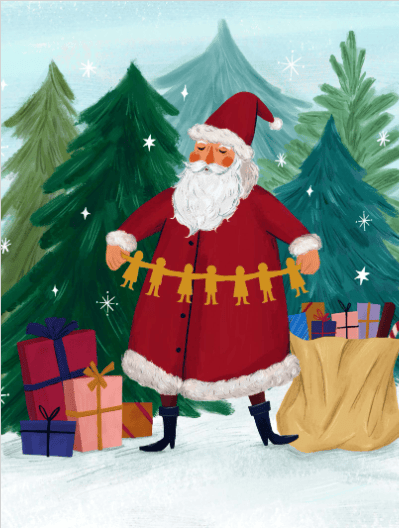 Festive Santa Paper Chain Christmas Card | TouchNote CA