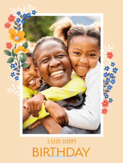 Personalized Floral Birthday Card with Photo | TouchNote US | TouchNote