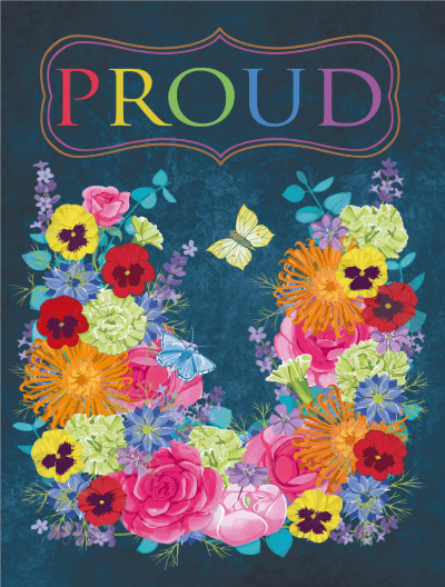 Vibrant 'PROUD' Floral Pride Card | TouchNote CA